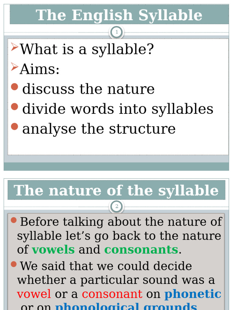 Understanding English Syllables | PDF | Syllable | Vowel