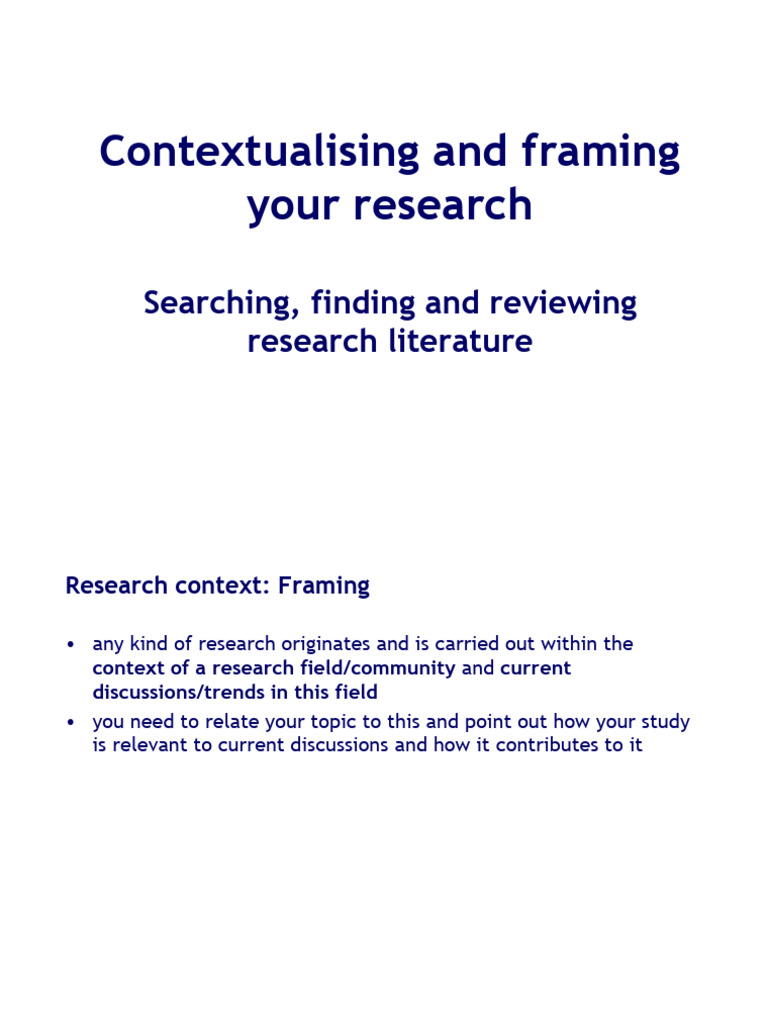 Contextualising and Framing Your Research | PDF | Second Language ...