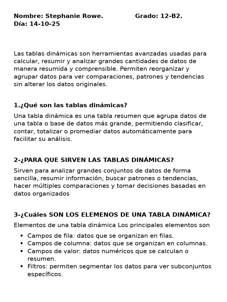 Investigación Tablas Dinamicas | PDF