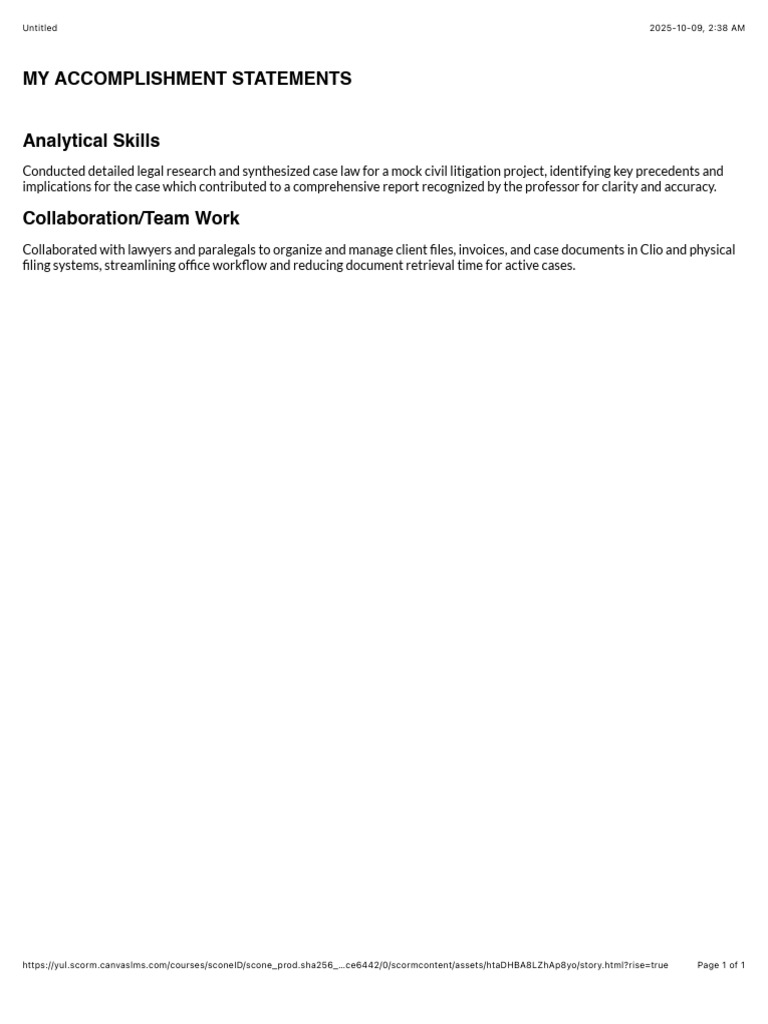 My Accomplishment Statements | PDF