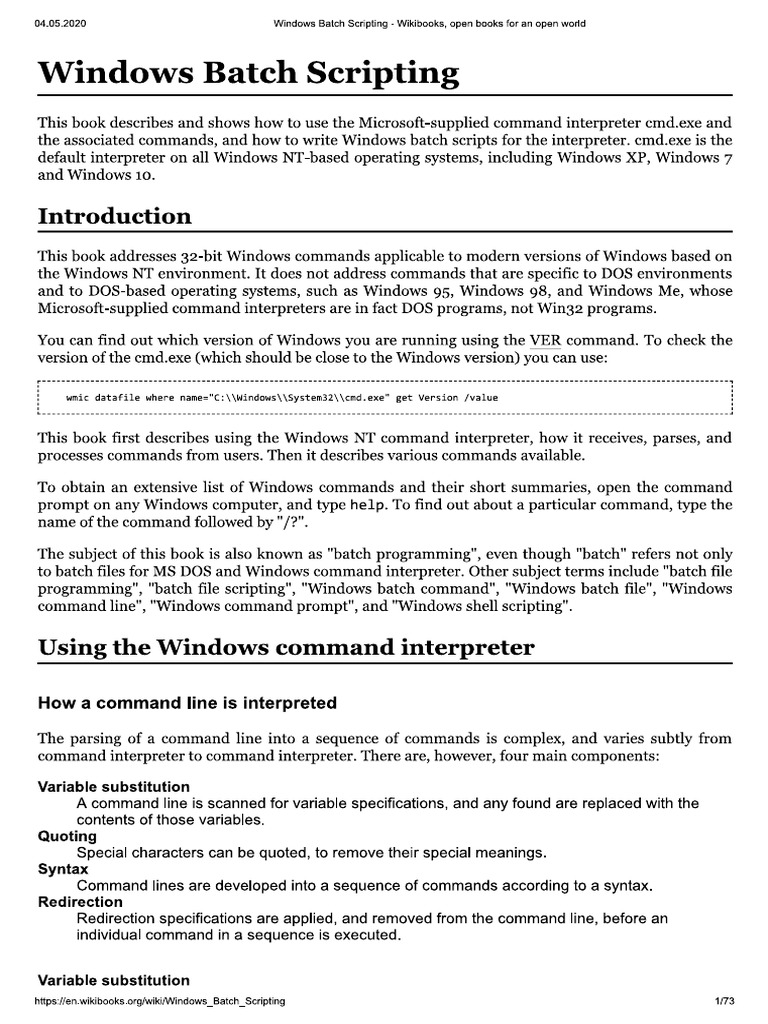 Windows Batch Scripting | PDF