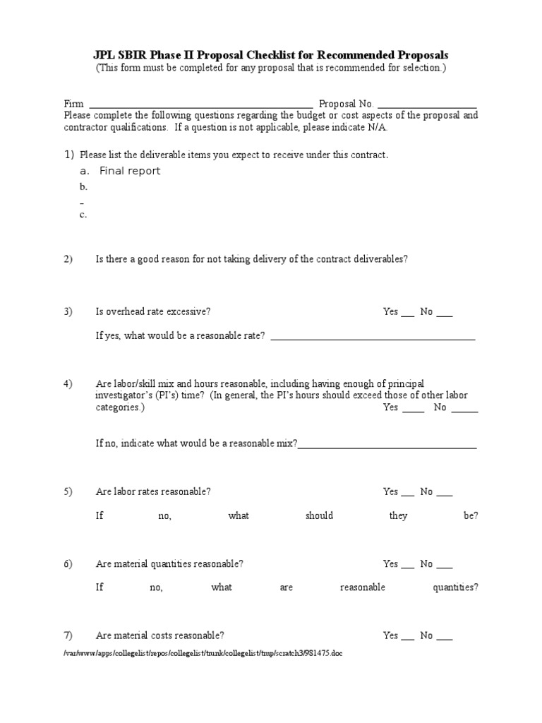 NASA: Phase II Checklist | PDF | Economies | Business