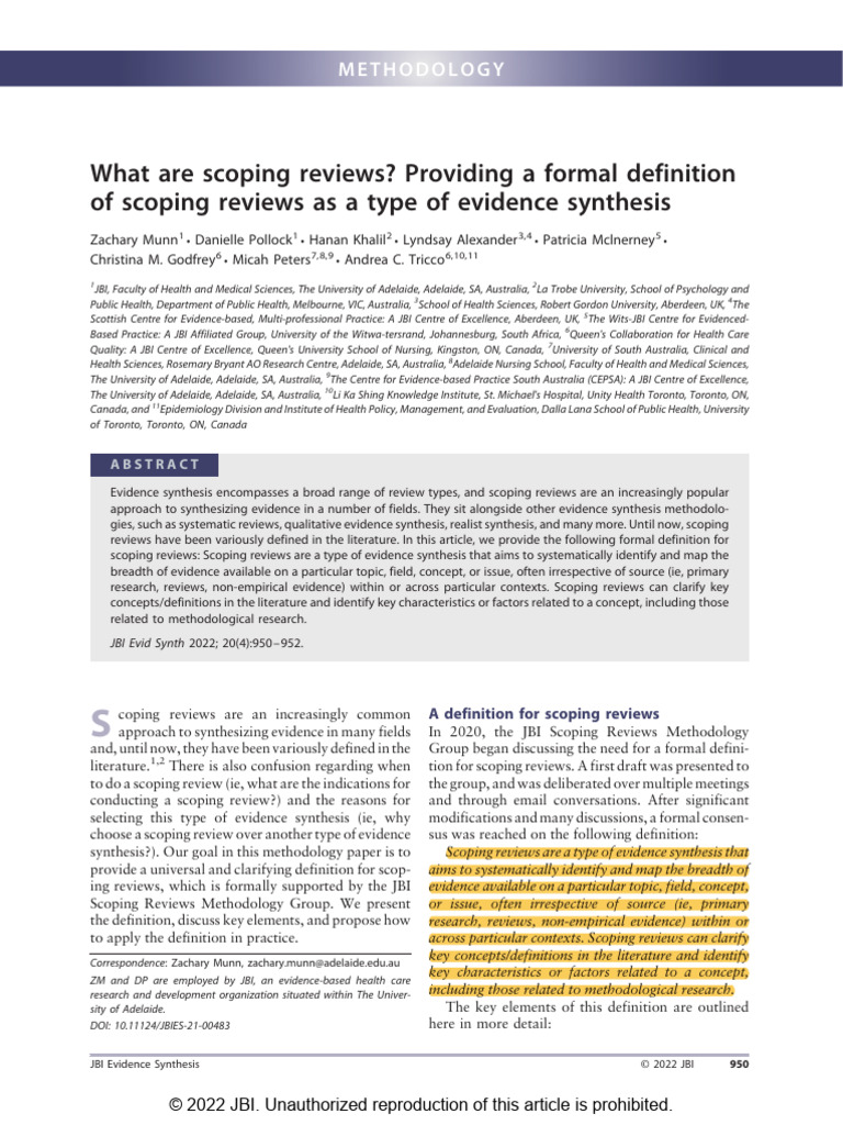 Understanding Scoping Reviews Defined | PDF | Systematic Review | Medicine