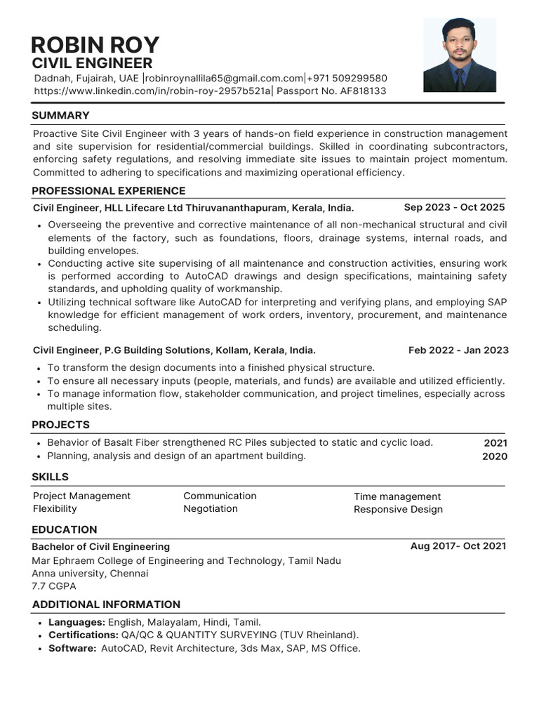 Robin Roy Resume | PDF | Engineering