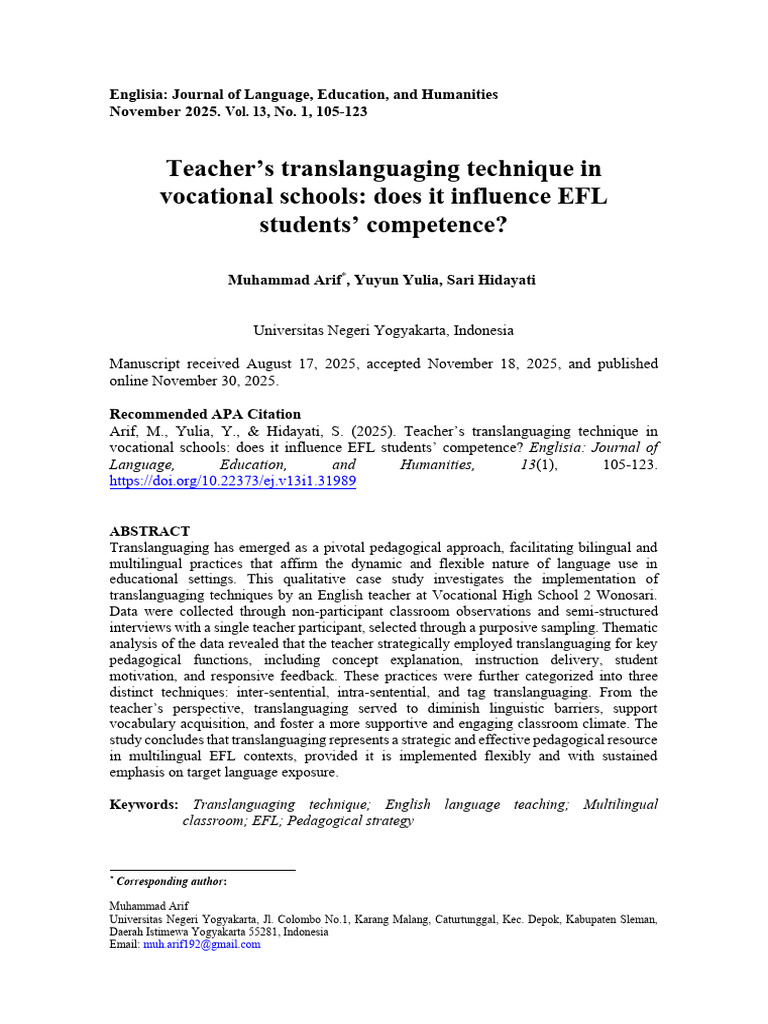 s2_ Teacher’s Translanguaging Technique in Vocational Schools Does It ...