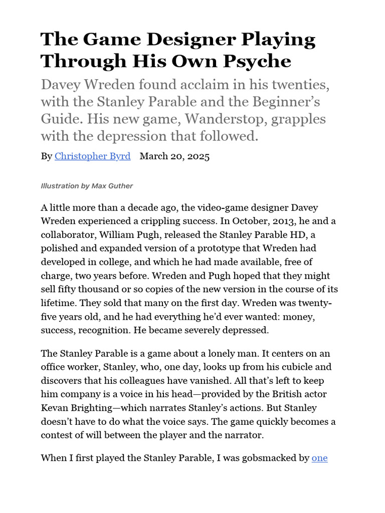 Davey Wreden's Journey Through Depression | PDF