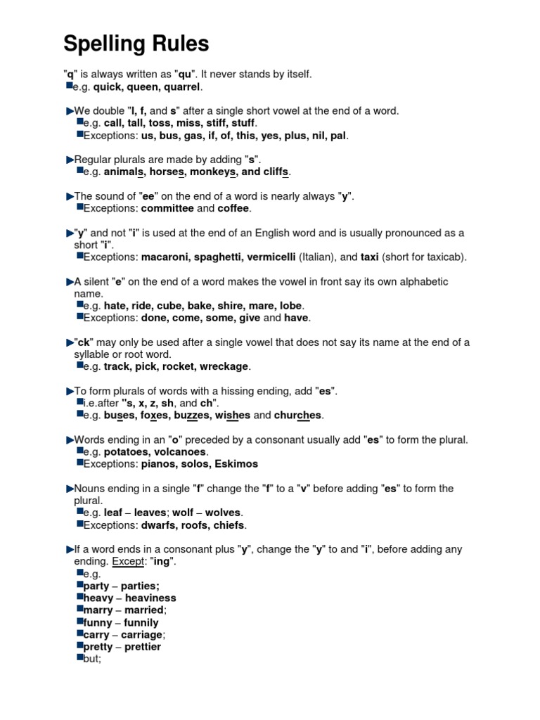 Spelling Rules | PDF | Syllable | Consonant