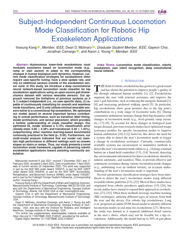 Subject-Independent Continuous Locomotion Mode Classification for ...