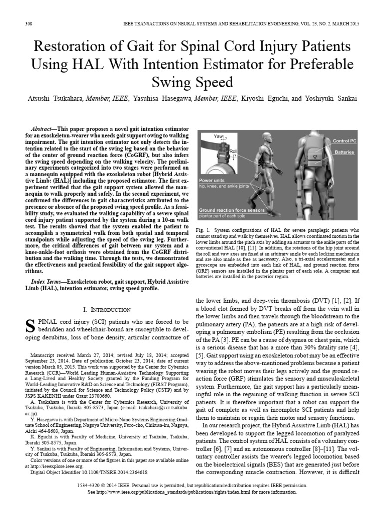 Restoration of Gait For Spinal Cord Injury Patients Using HAL With ...