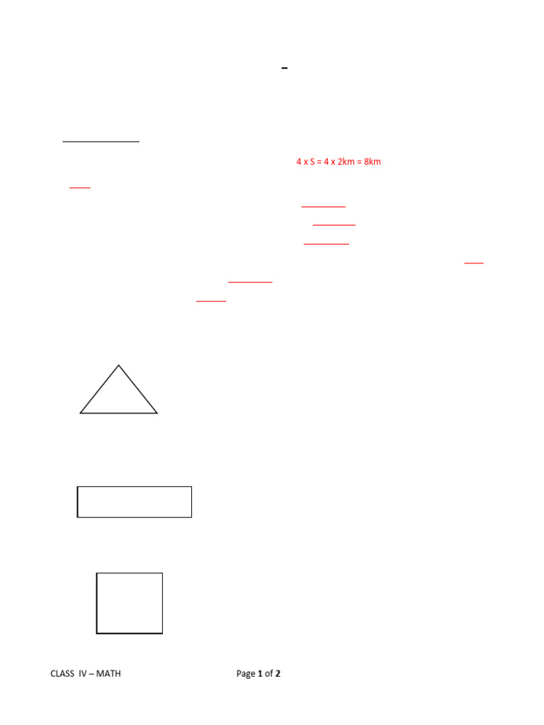 Math Worksheet Answer Key UT2 | PDF | Area | Length