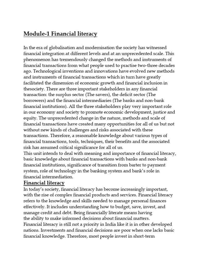 Understanding Financial Literacy Basics | PDF | Banks | Investing