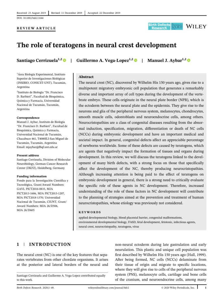 The Role of Teratogens in Neural Crest d | PDF | Nervous System | Vagus ...
