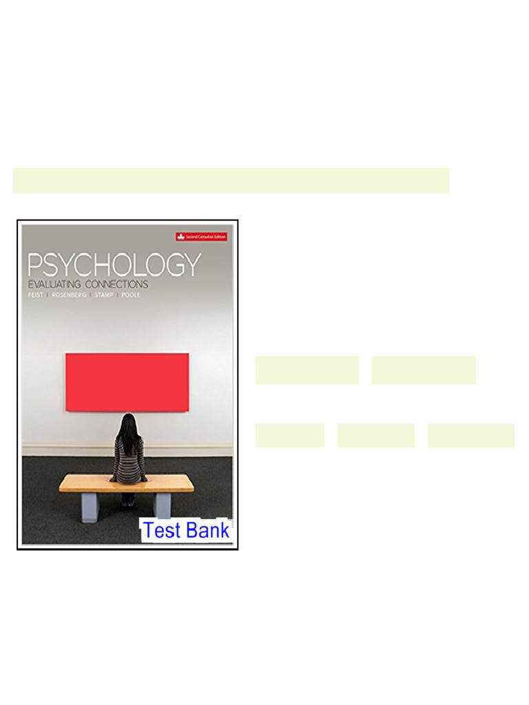 Psychology Canadian 2nd Edition Feist Test Bank - test bank and ...
