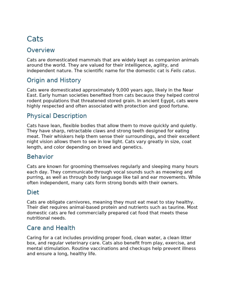 Cats_ an Overview | PDF