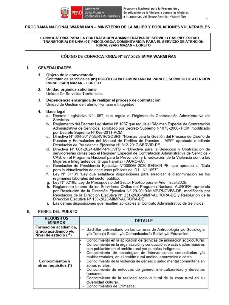 677-2025 Psicóloga Comunitaria - Mazán | PDF | Licenciatura | La ...