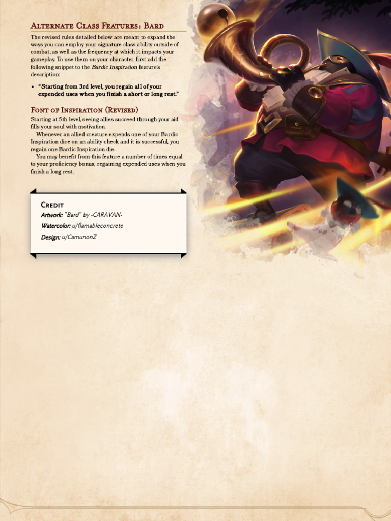 Revised Bard Class Features Guide | PDF