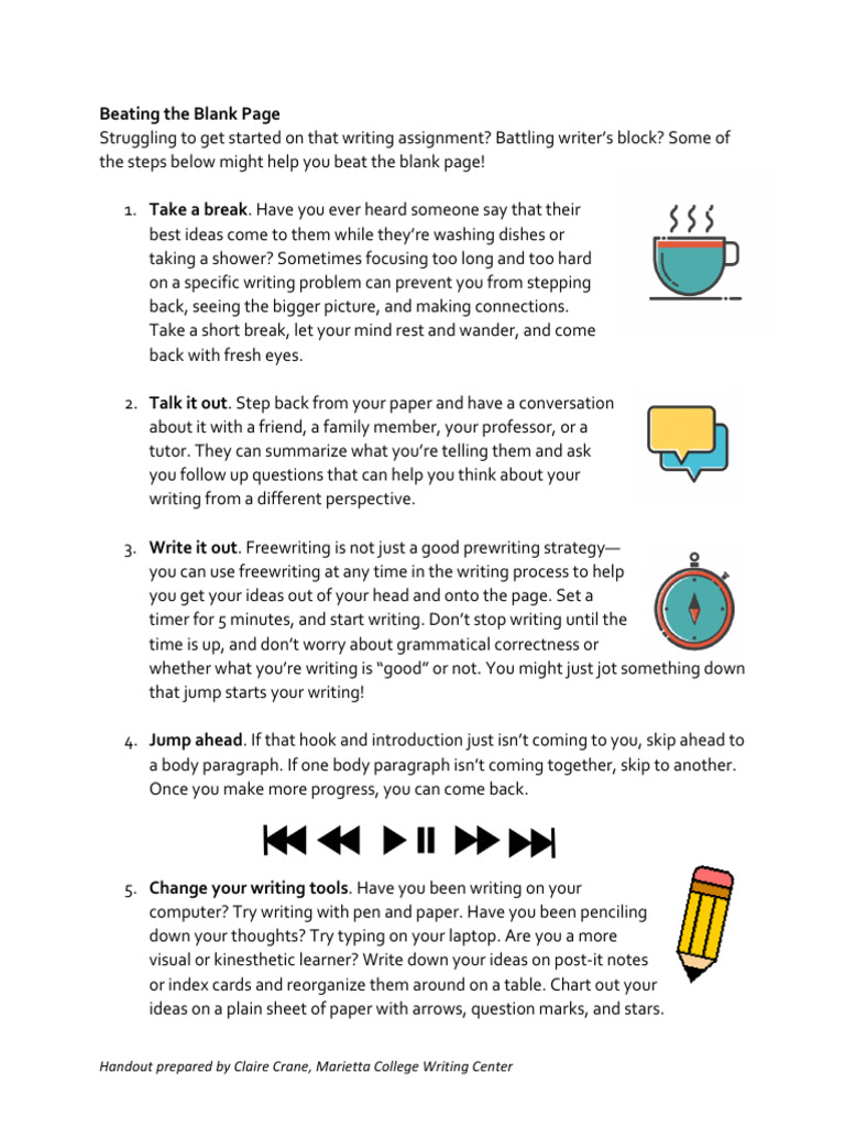 Mc Writing Resource-beating the Blank Page | PDF | Human Communication