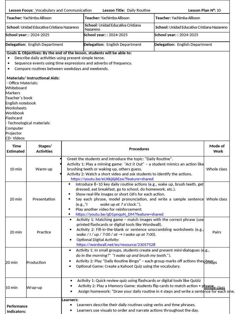 Formato de Microplanificacion[1] Ali2 | PDF | English Language ...