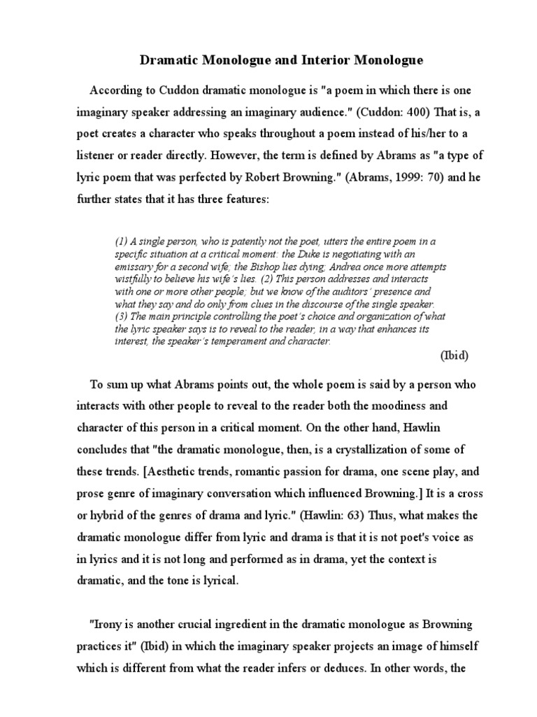 Dramatic Monologue Examples