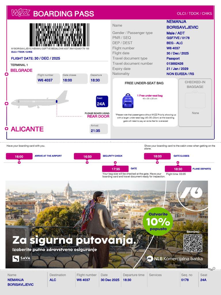 BoardingCard 447077145 BEG ALC | PDF | Aviation | Transport