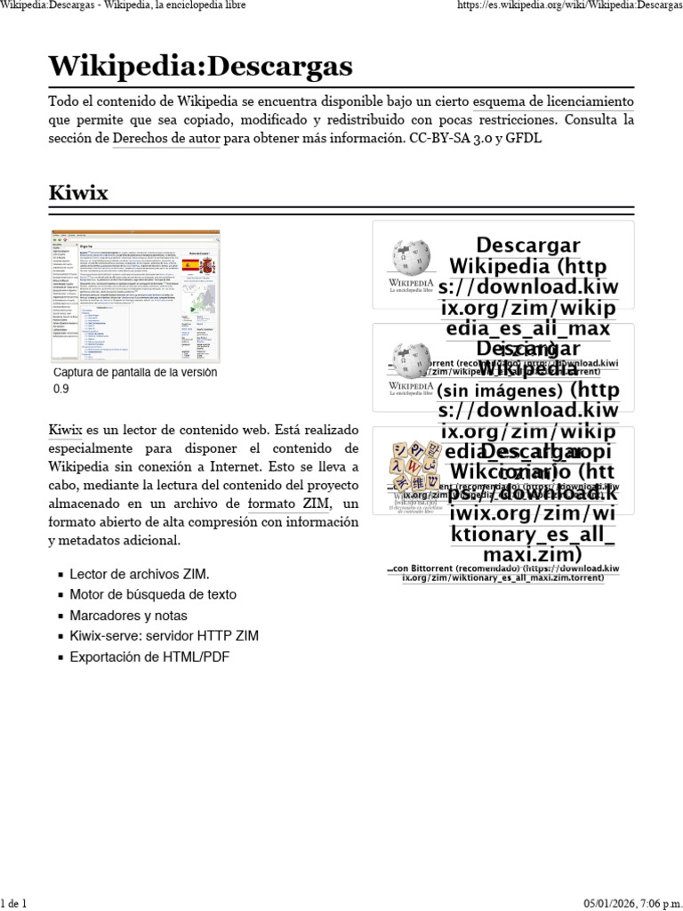 Wikipedia - Descargas - Wikipedia, La Enciclopedia Libre1 | PDF ...