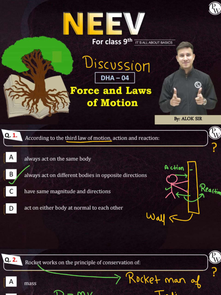 Force and Laws of Motion DHA 04 Discussion Notes | PDF