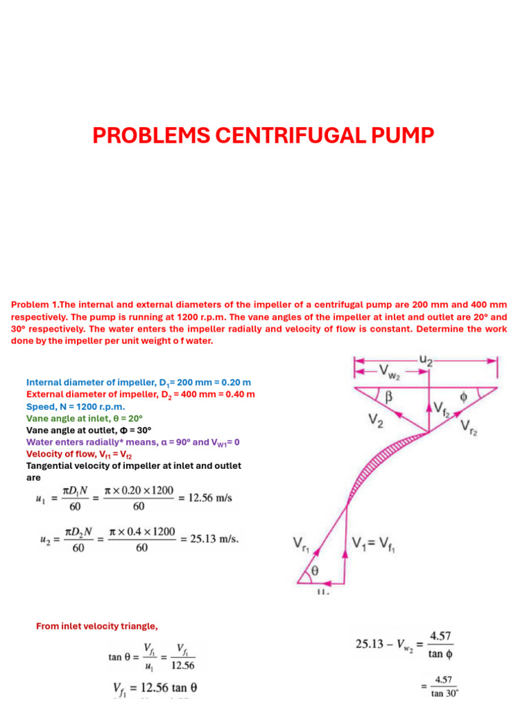 Centrifugal Pump Problem Solutions | PDF | Pump | Fluid Dynamics
