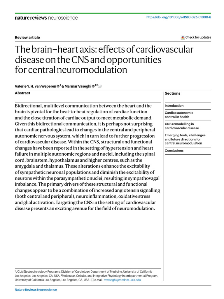 The brain–heart axis_ effects of cardiovascular disease on the CNS and ...