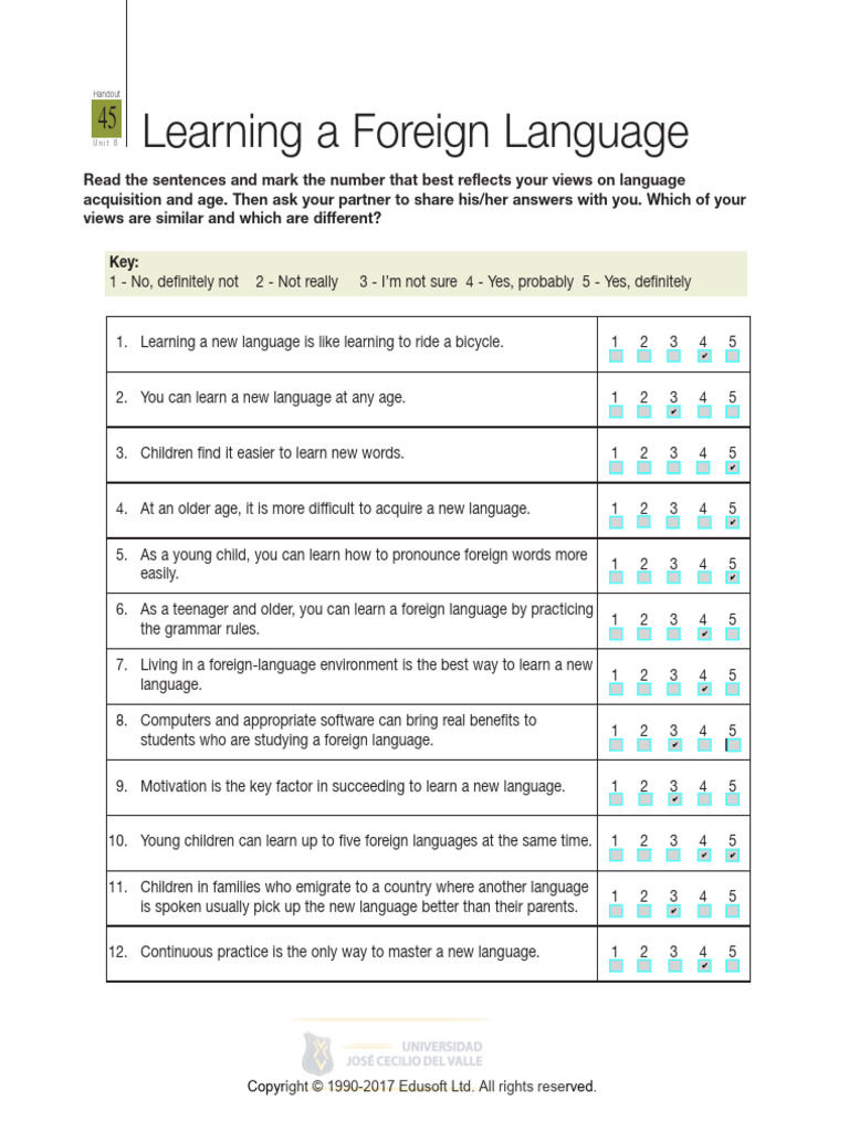 08 Advanced I Handout 45 Unit 8 How Smart Are You Learning a Foreign ...