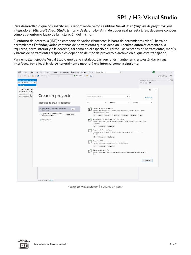 Laboratorio de Programacin I 9 1 SP1 H3 Visual Studio[194] | PDF ...