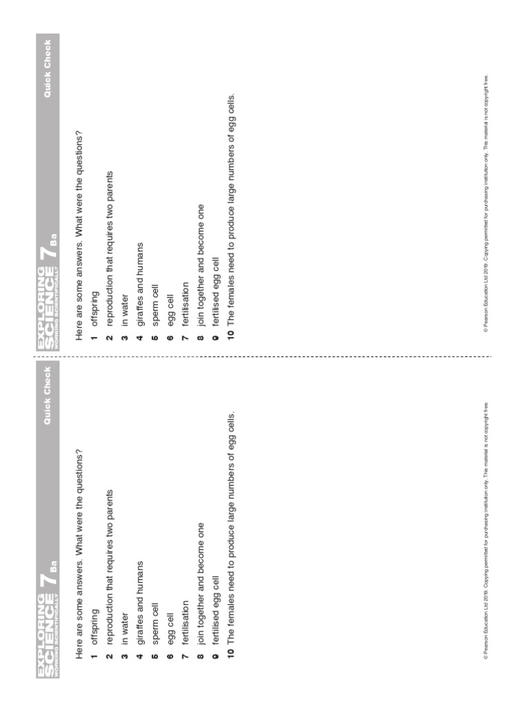 Quick Check: Reproduction Concepts | PDF