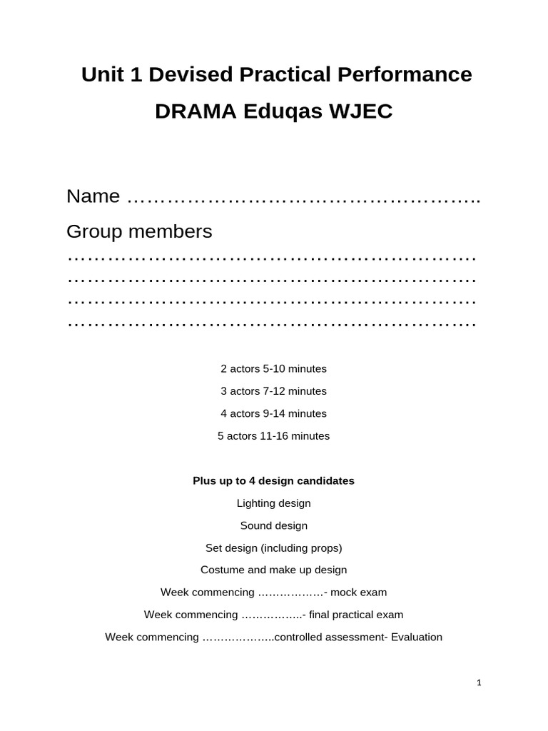 Devising Booklet For Gcse 2019 | PDF | Theatre