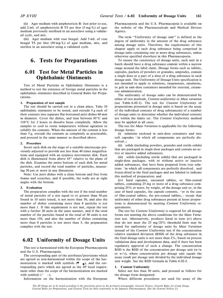 Uniformity of Dosage Units Testing Guide | PDF | Tablet (Pharmacy ...