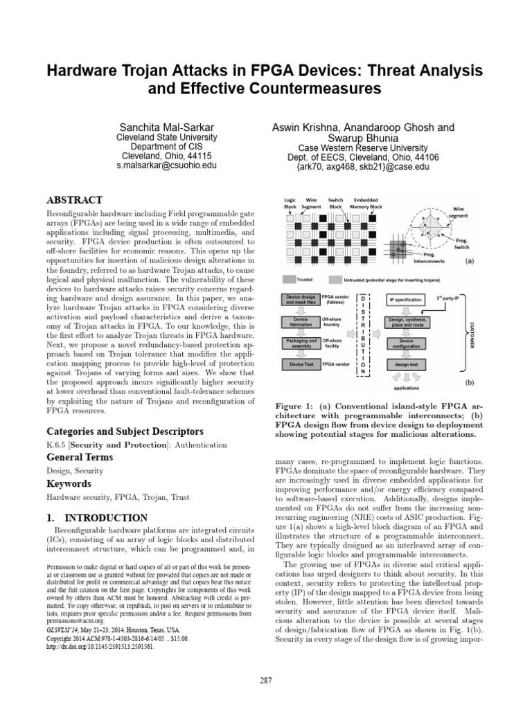 FPGA Hardware Trojan Threats & Solutions | PDF | Field Programmable ...