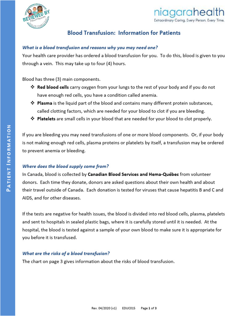 Blood-Transfusion-for-Patients-v1 | PDF | Blood | Blood Transfusion
