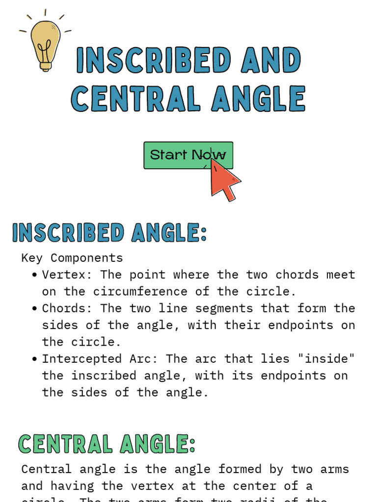 Inscribed and Central Angles Explained | PDF | Circle | Angle