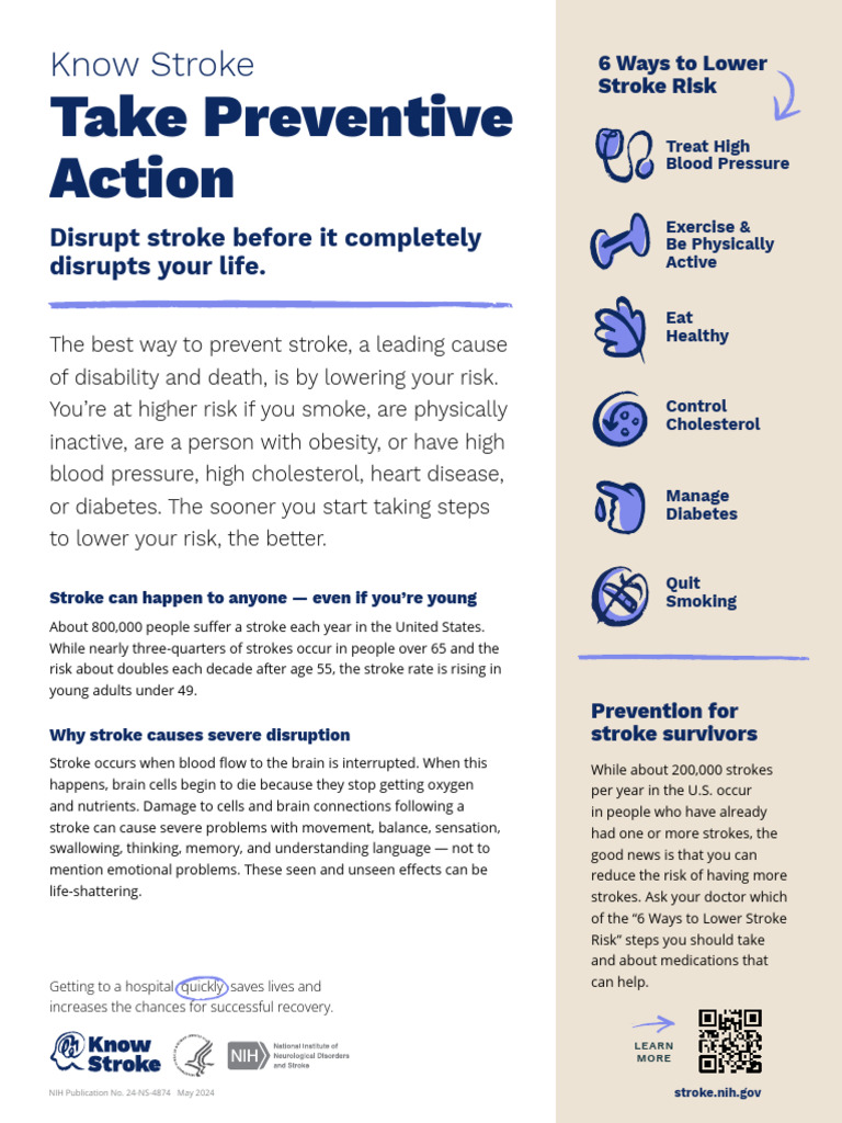 Know Stroke Take Preventive Action 0(1) | PDF | Stroke | Diabetes