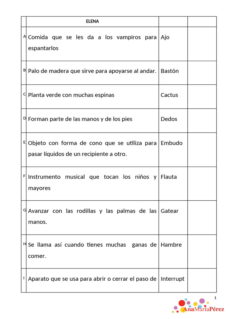JUEGO de PASAPALABRA - A1_Veronica Cellini y Alicia Comesaña Prol | PDF