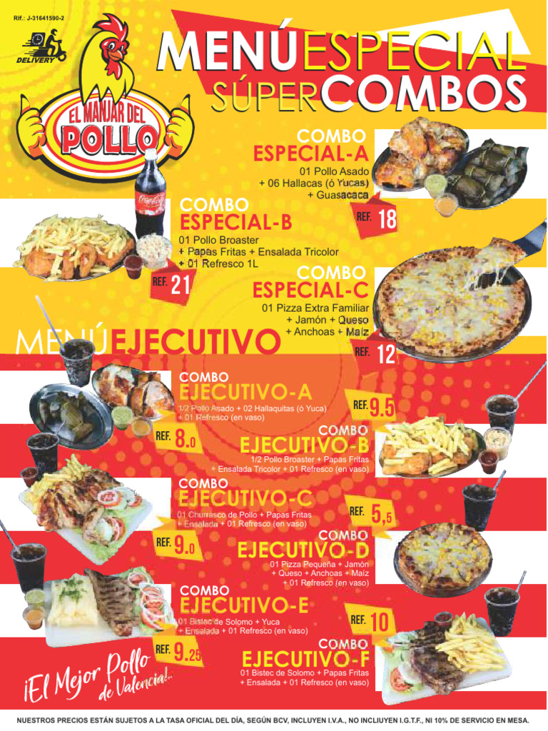 Menú Variado de Pollo y Combos | PDF | filete | Cocina norteamericana