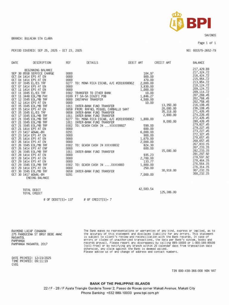 Bpi Raymond | PDF