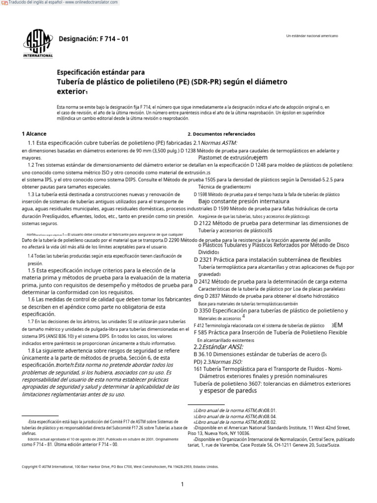 Estándar ASTM para Tubería de PE | PDF | Tubería (transporte de fluidos ...