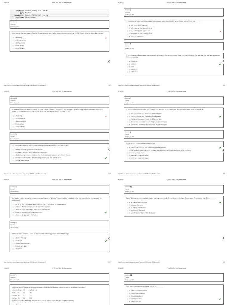 Practice Test Review and Analysis | PDF | Educational Assessment ...