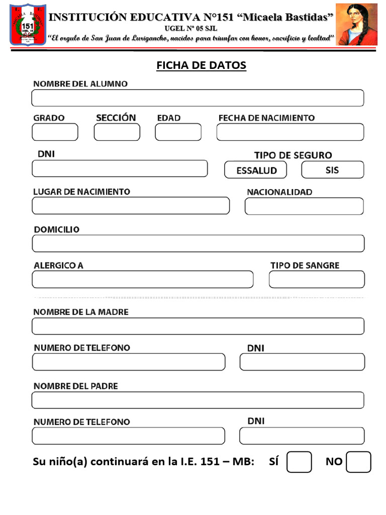 Ficha de Datos - Estudiante | PDF