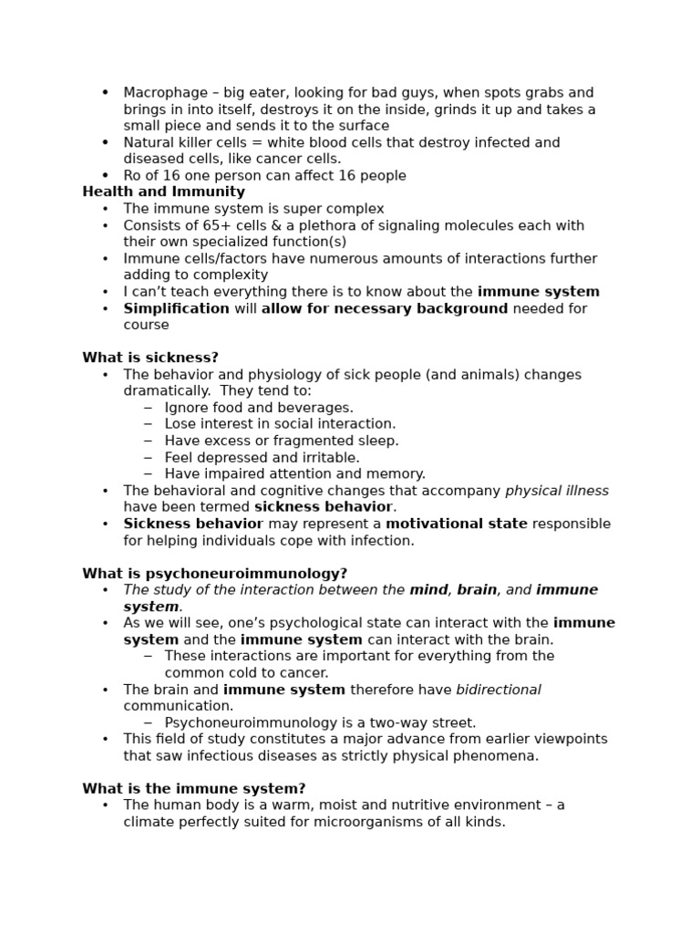 Lecture 8 - Health and Immunity Notes | PDF | Immune System | Innate ...