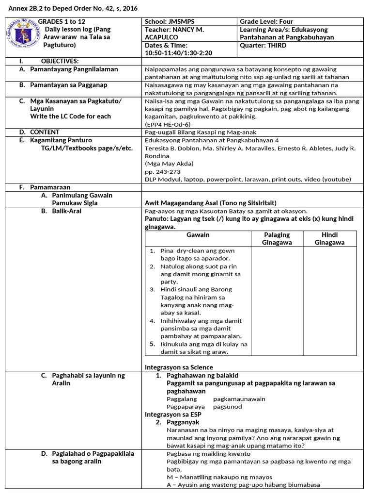 LESSON PLAN EPP 3RD COT 2024 | PDF