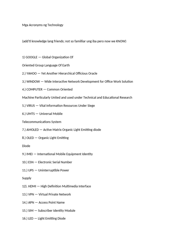 Mga Acronyms Ng-WPS Office | PDF | High Speed Packet Access ...