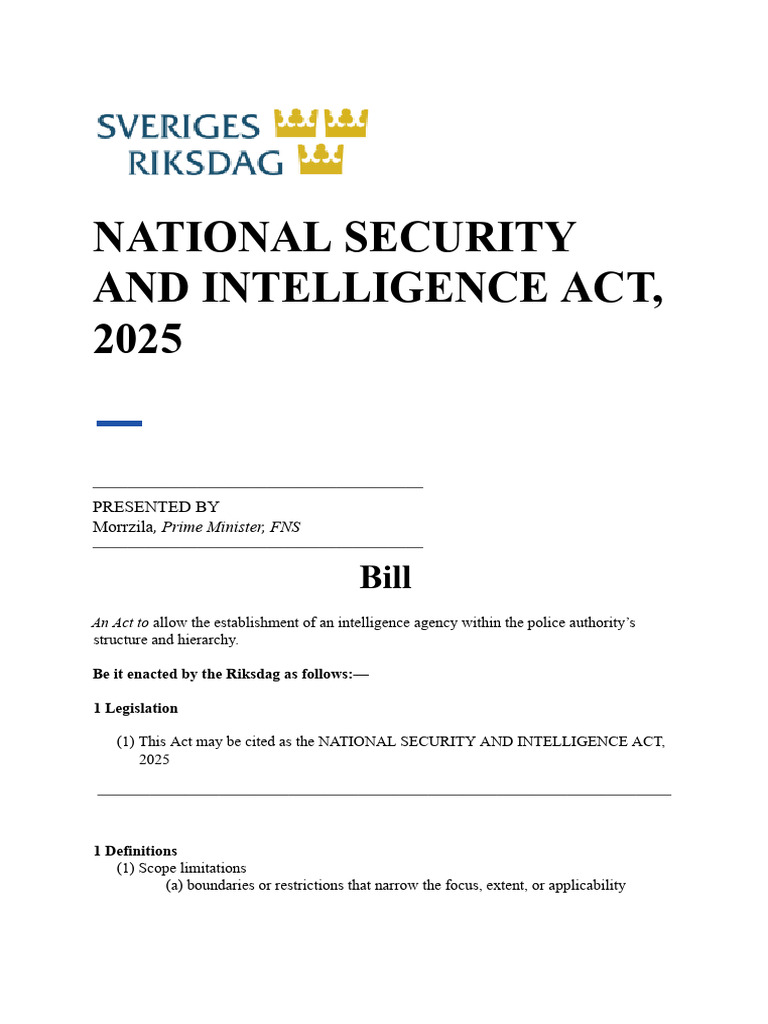 National Security and Intelligence Act 2025 | PDF | Classified ...
