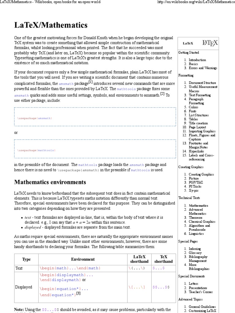 LaTeX - Math | PDF | Matrix (Mathematics) | Te X