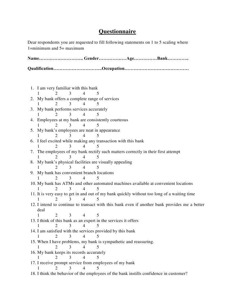 Bank Customer Satisfaction Survey | PDF | Finance & Money Management