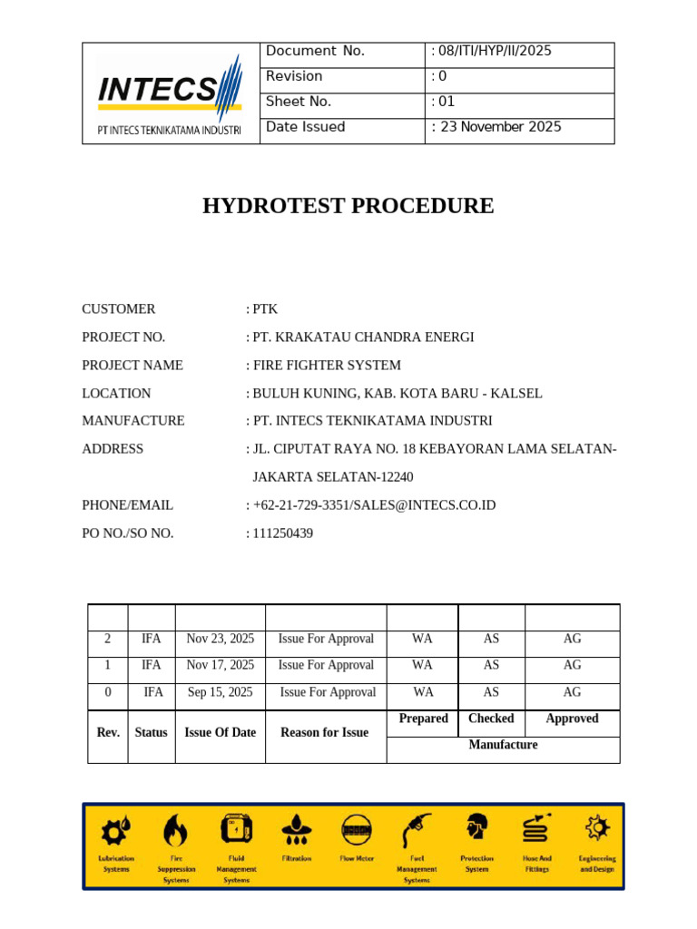 Hydrotest Procedure for Fire Systems | PDF | Mechanical Engineering ...